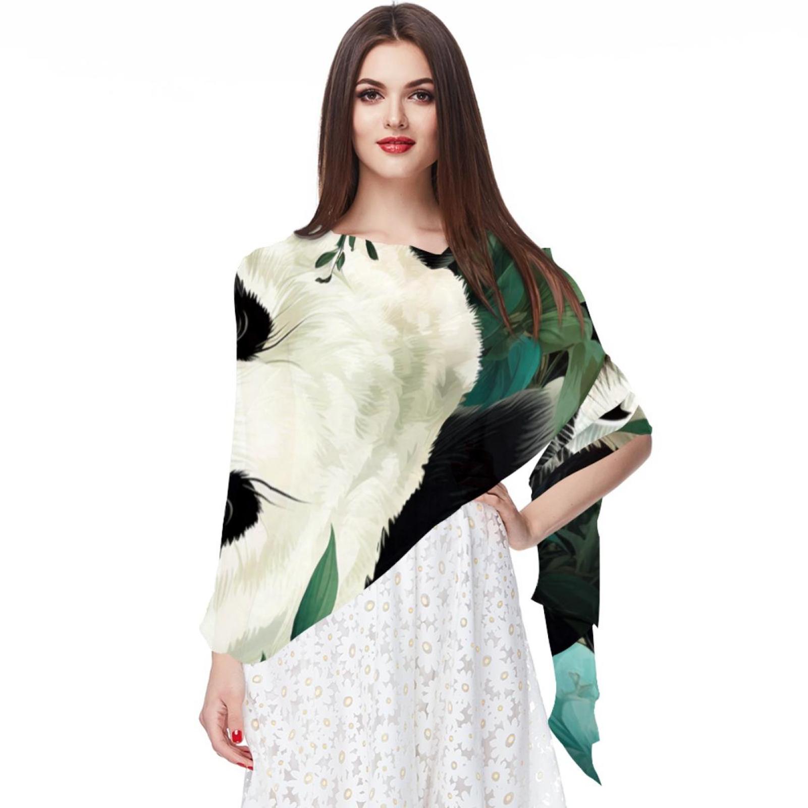Panda Elegant Translucent Chiffon Silk Scarf 180*73 - Light Breathable ...
