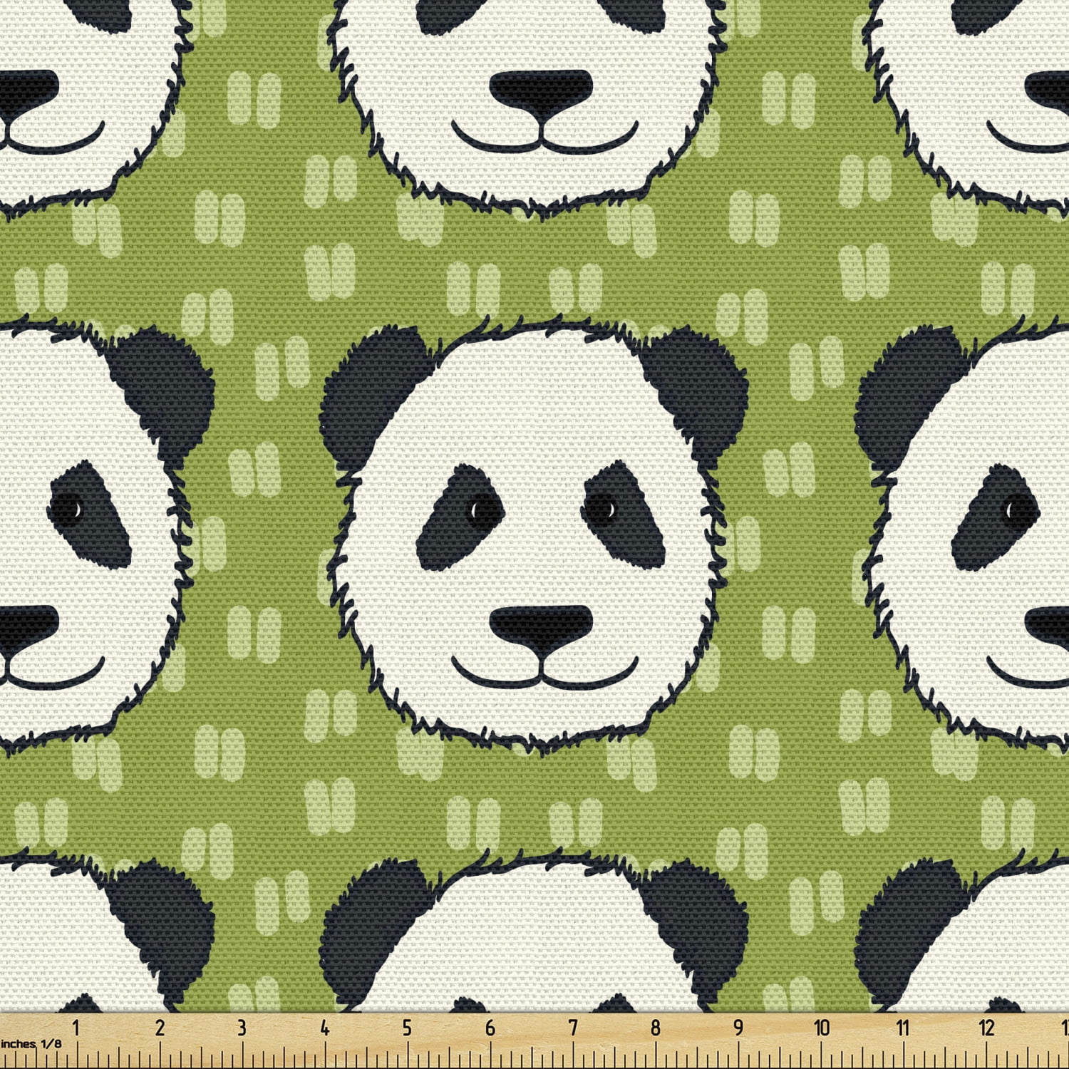 Ambesonne Panda Fabric by the Yard Upholstery, Funny Bear Furry Animal ...