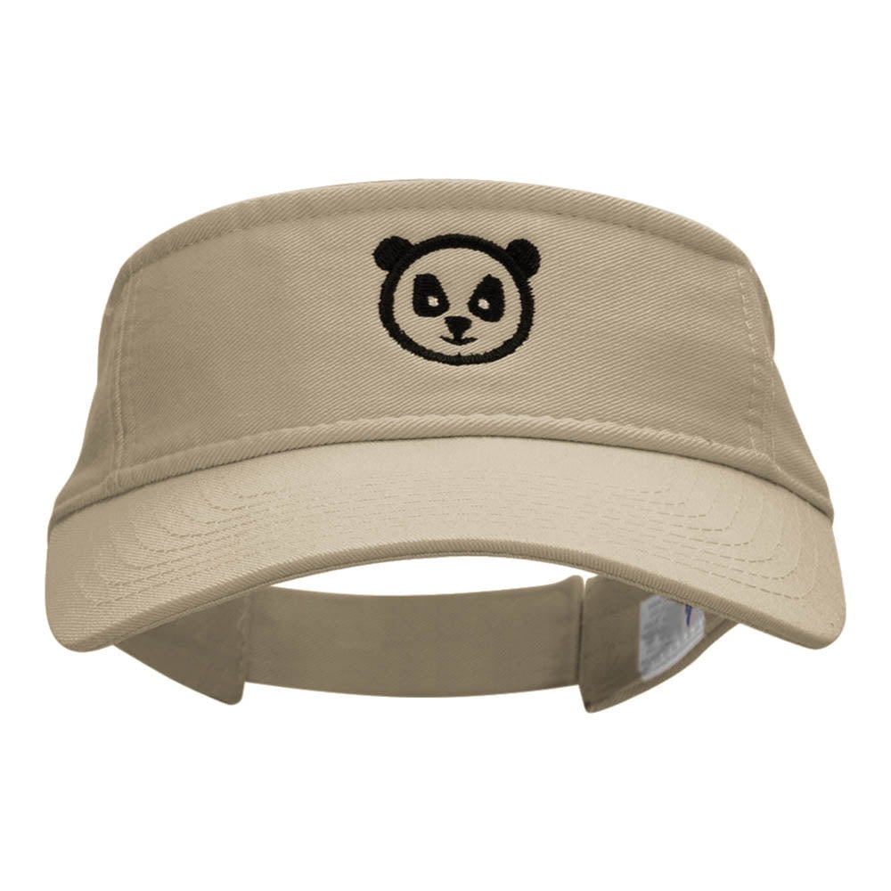 Panda Face Embroidered Cotton Twill Visor - Khaki OSFM - Walmart.com