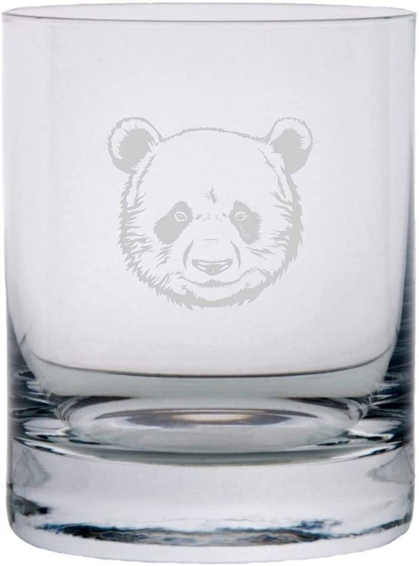 Panda Face Zoo Animal Themed Etched 10.25oz Crystal Rocks Whisky Glass ...