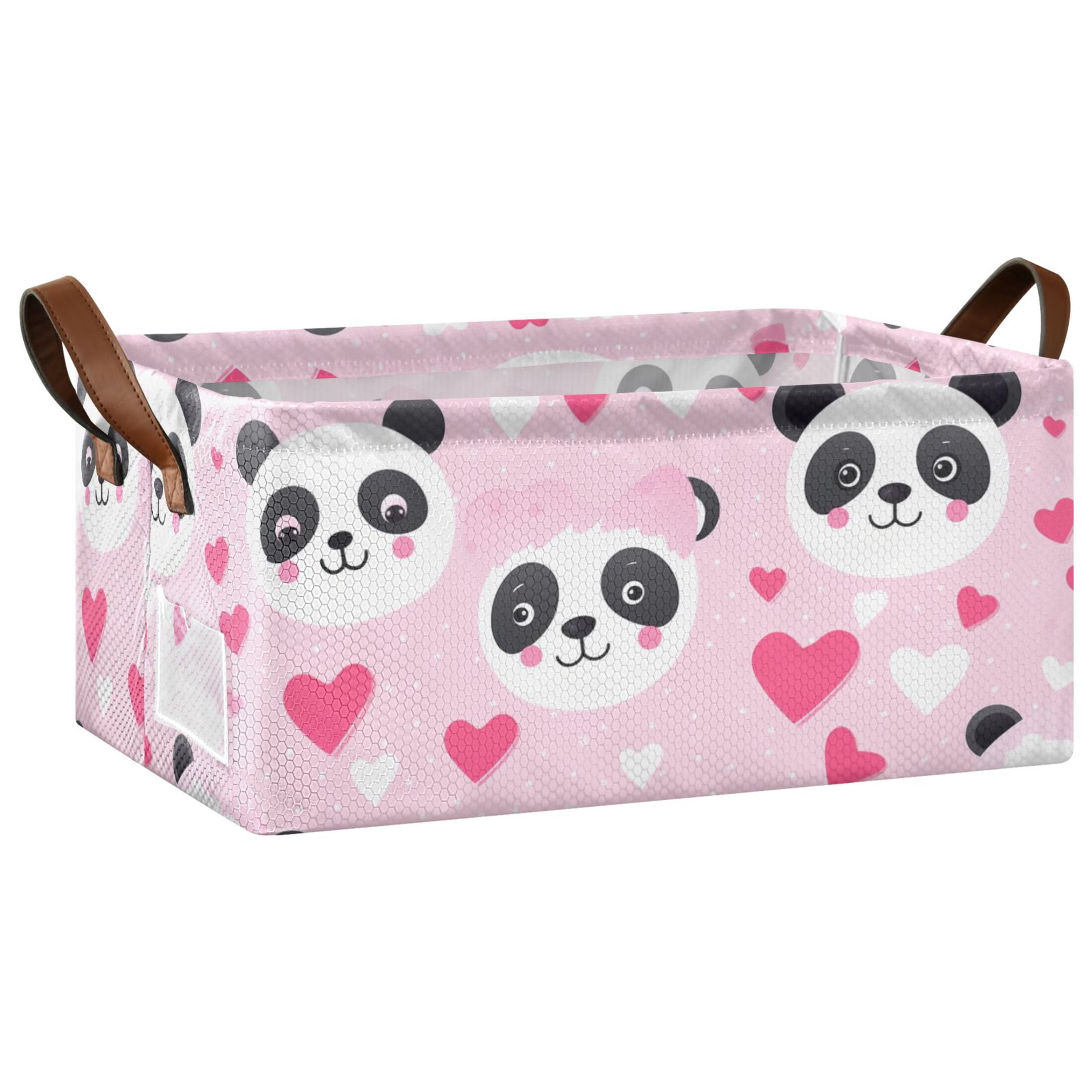 Panda Face and Heart Collapsible Storage Bins Fabric Shelf Baskets with ...