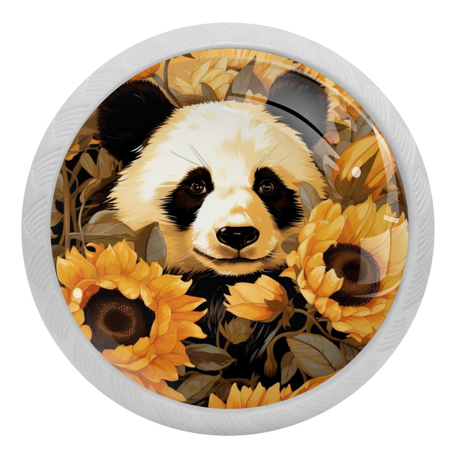 Panda Fluorescent Drawer Pulls with Screws - Round 4-Pack: Glow-in-the ...