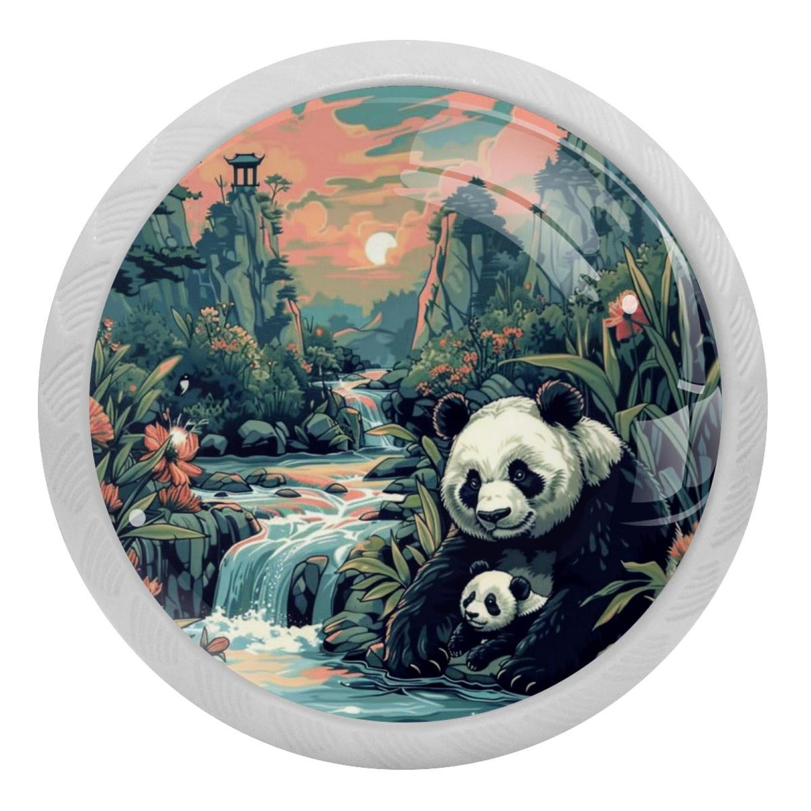 Panda Fluorescent Drawer Pulls with Screws: Round 4-Pack Glow-in-the ...