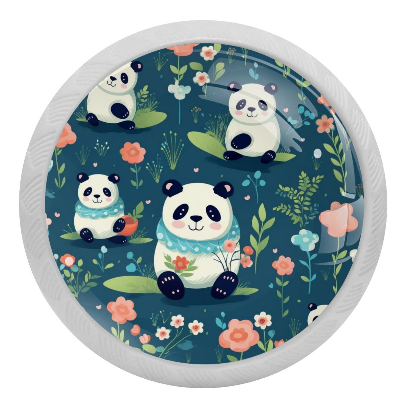 Panda Fluorescent Drawer Pulls with Screws - Round 4-Pack, Glow-in-the ...