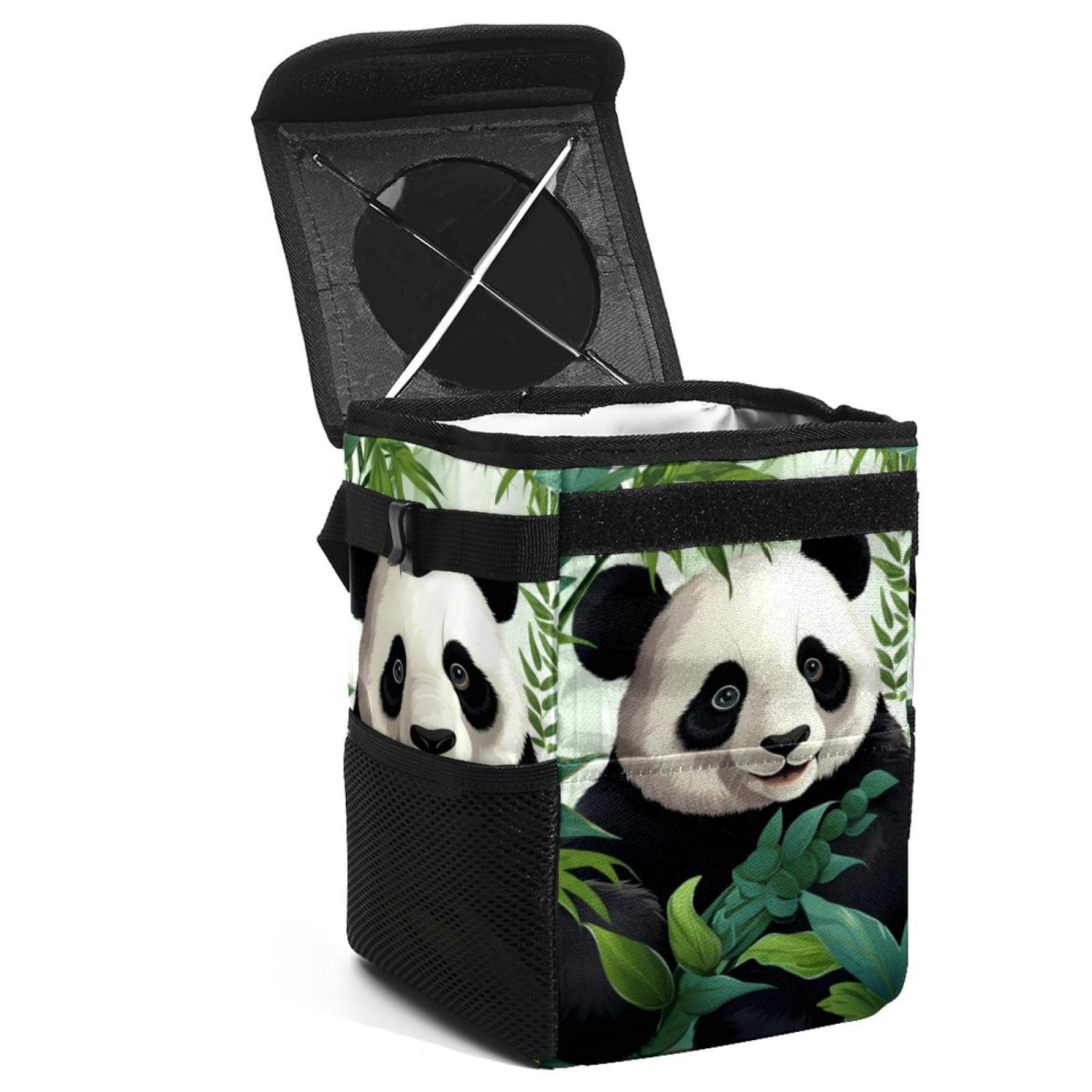 Panda Foldable Car Garbage Can with Lid, Leak-Proof, Hanging Storage ...