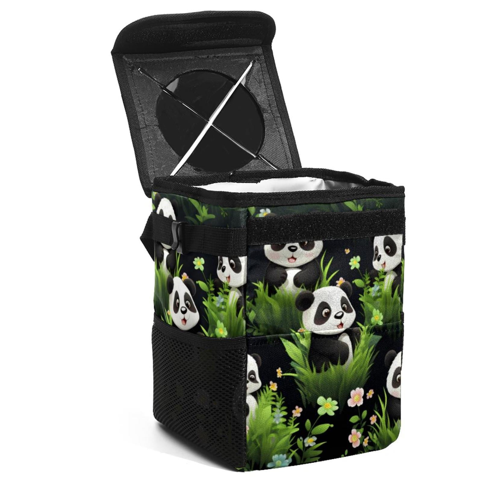 Panda Foldable Car Trash Bin with Lid, Leak-Proof, Hanging Storage Bag ...