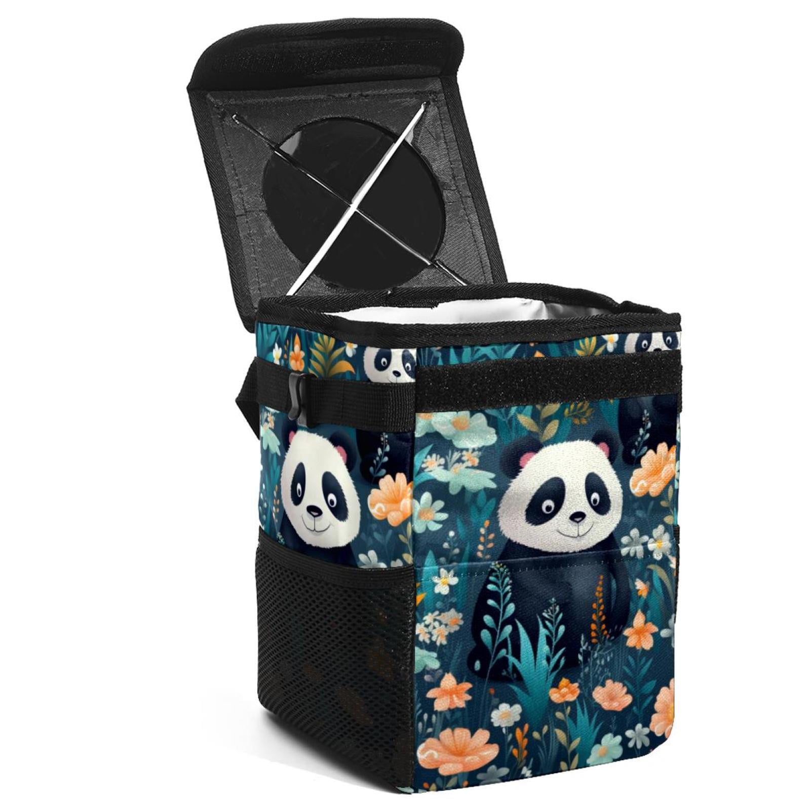 Panda Foldable Car Trash Bin with Lid, Leak-proof Mini Trash Can for ...