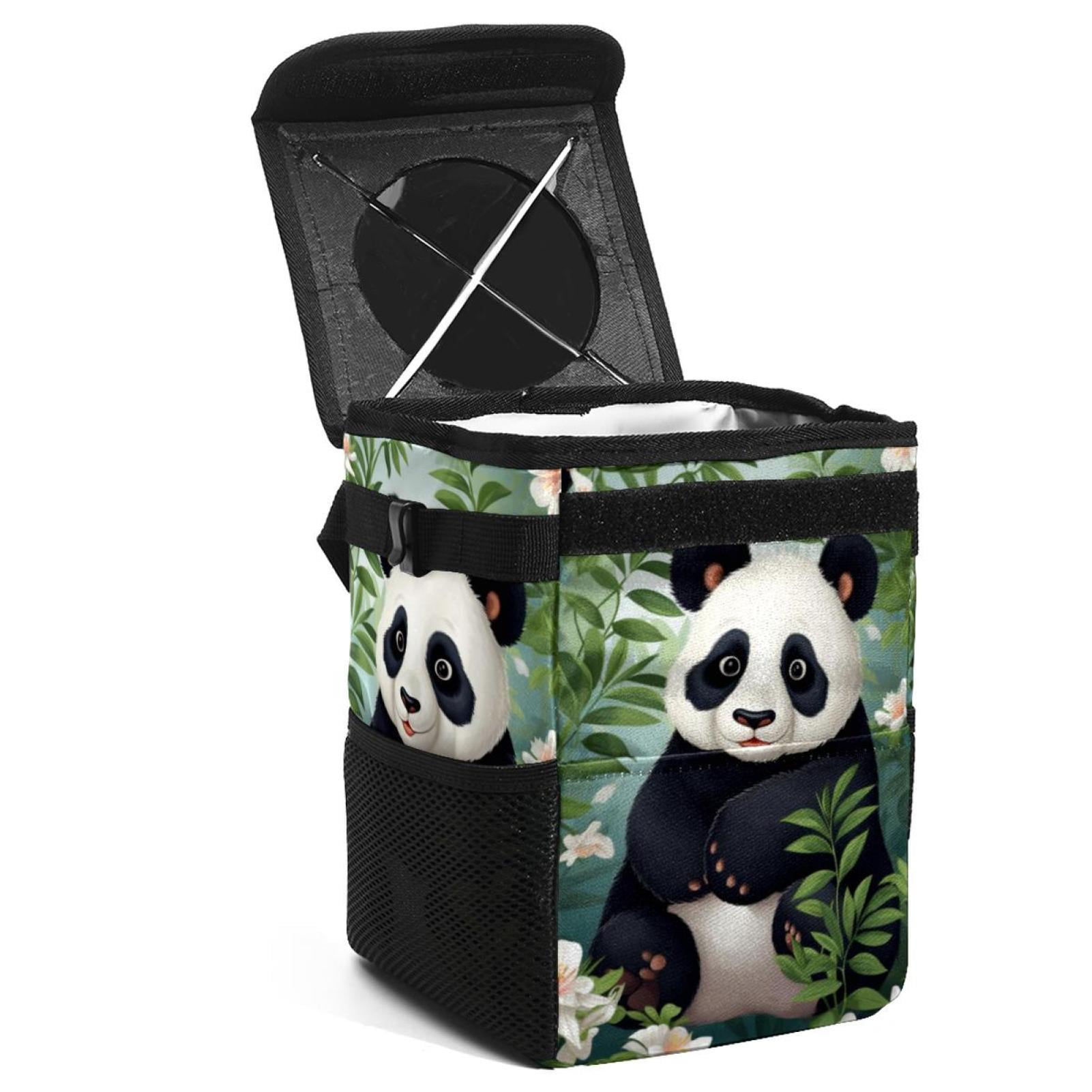 Panda Foldable Car Trash Can with Lid, Leak-Proof, and Hanging Storage ...