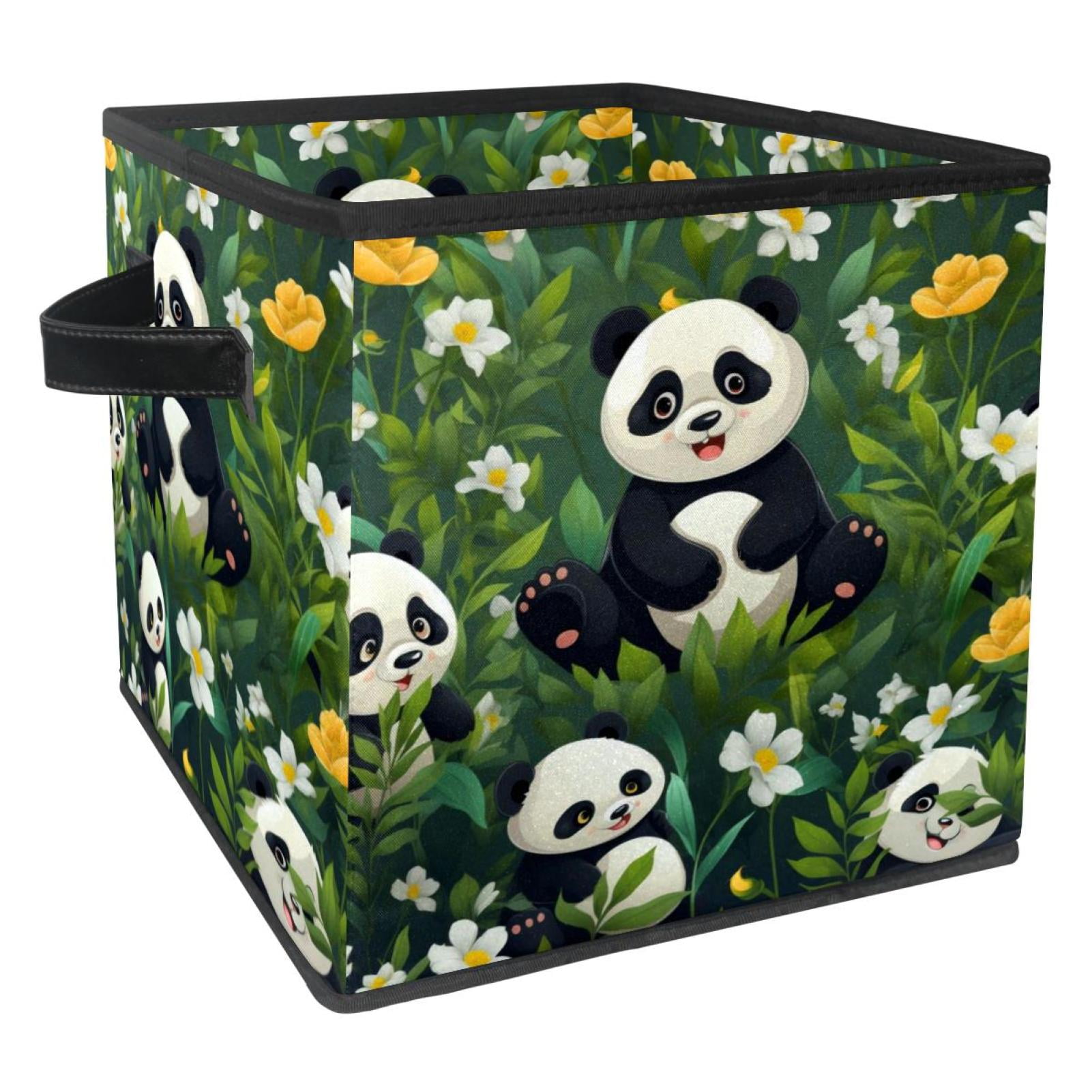 Panda Foldable Toy Box Cube Organizer with Handle, 10.8"x10.5"x10.6 ...