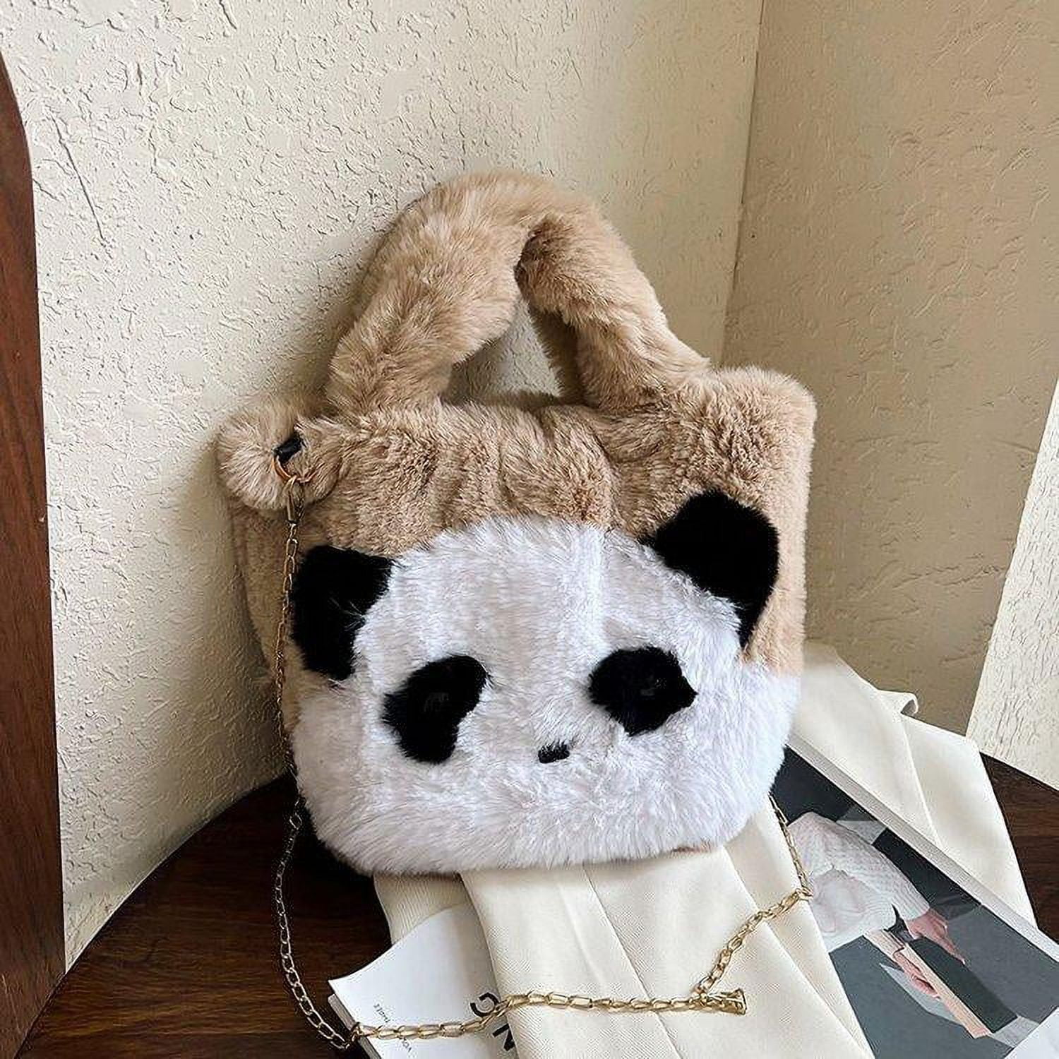 Panda Fur Women's Bag Trend Messenger Bag Eco Bag Plush Satchel Soft ...