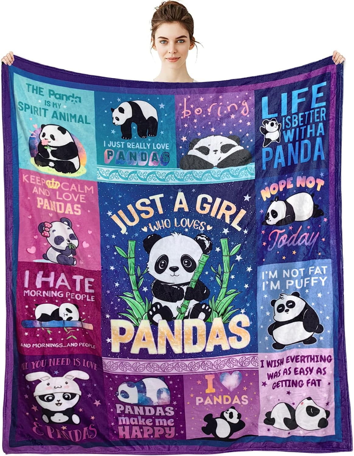 Panda Gifts for Girls Panda Blanket Panda Lovers Gift, Just A Girl Who ...