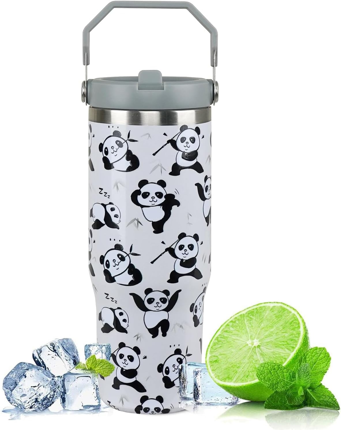 Panda Gifts for Women 30 oz Panda Tumbler with Handle Vacuum Reusable ...