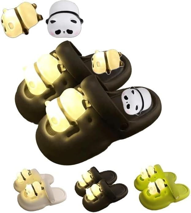 Panda Glow-in-The-Dark Sandals Shoes, Platform Soft Summer Sandals with ...