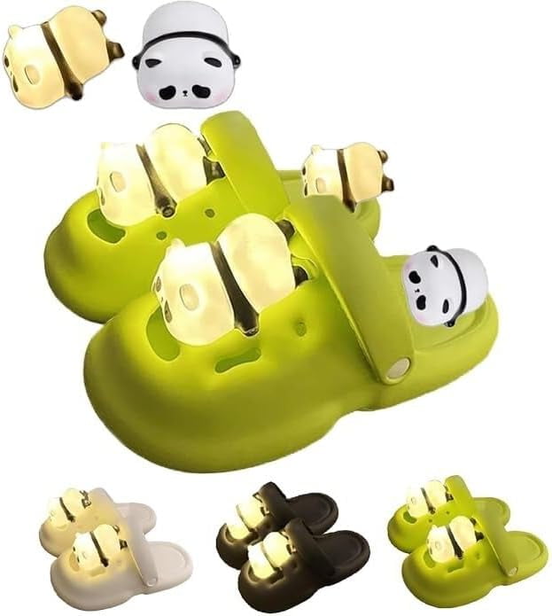 Panda Glow-in-The-Dark Sandals Shoes, Platform Soft Summer Sandals with ...
