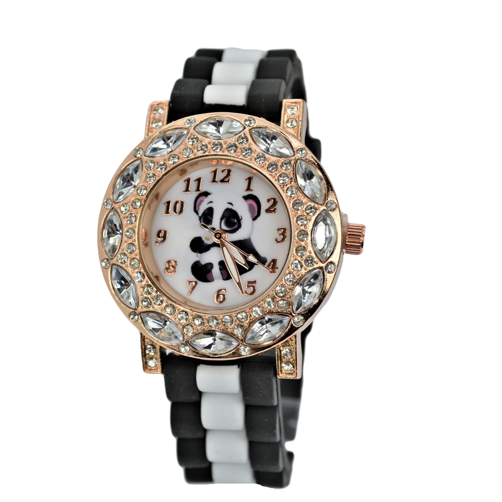Panda Gold-Tone Analog Quartz Wristwatch. Large Analog Display.Glowing ...
