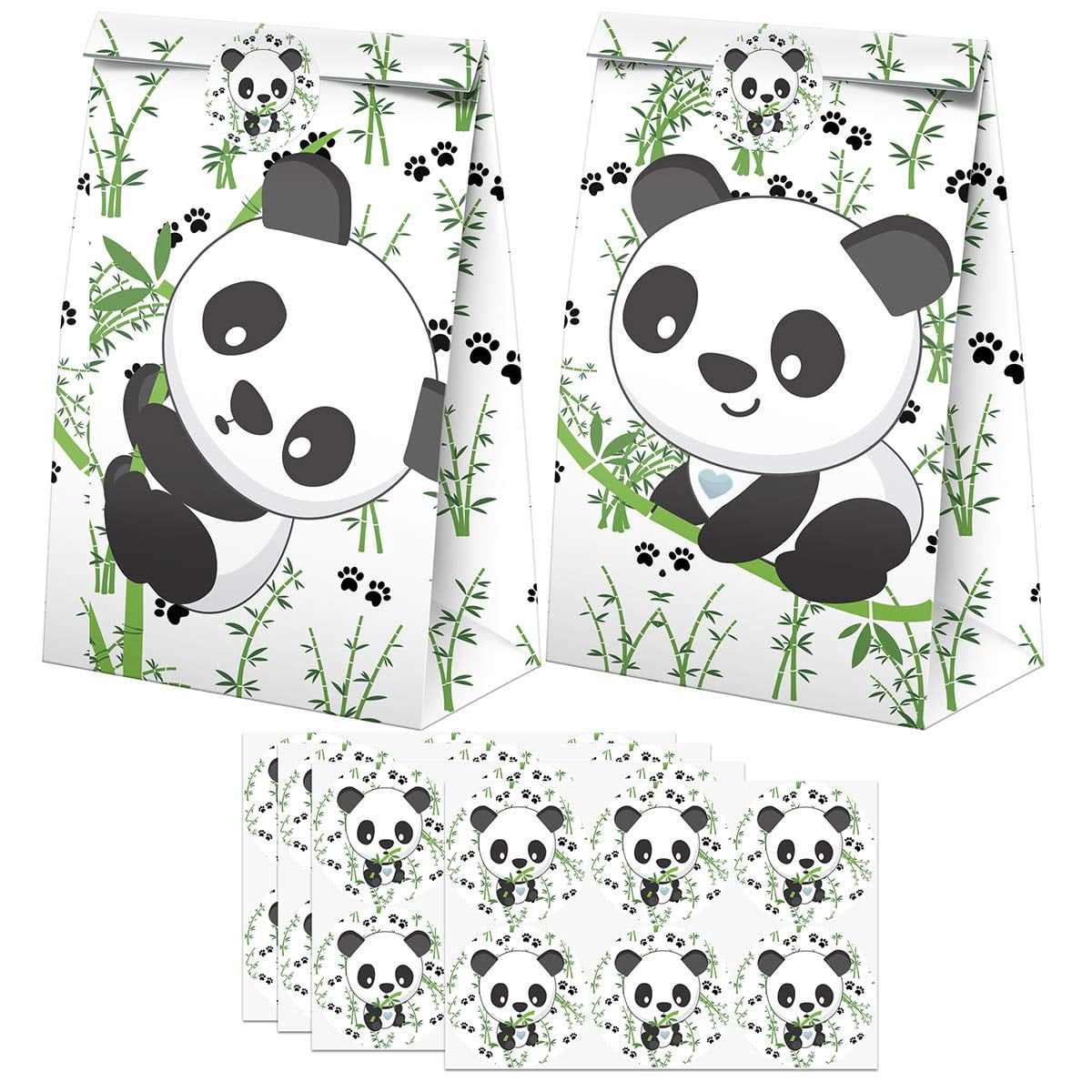 Panda Goodie Bags-24 Pcs Panda Party Favors Candy Bags with Stickers ...