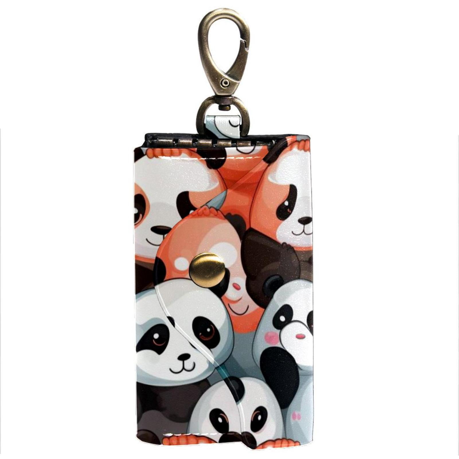 Panda Key Wallet Holder Case Key Pouch ID Card Wallet with 6 Hooks and ...