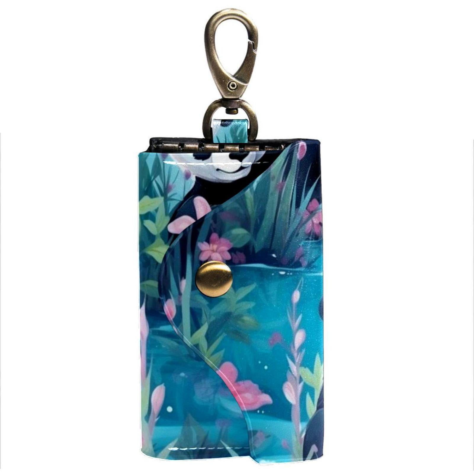 Panda Key Wallet Organizer Case Card ID Holder with 6 Hooks and Side ...