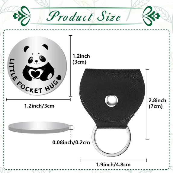 Panda Keychain Pocket Hug Token Leather Keychain Stainless Steel ...
