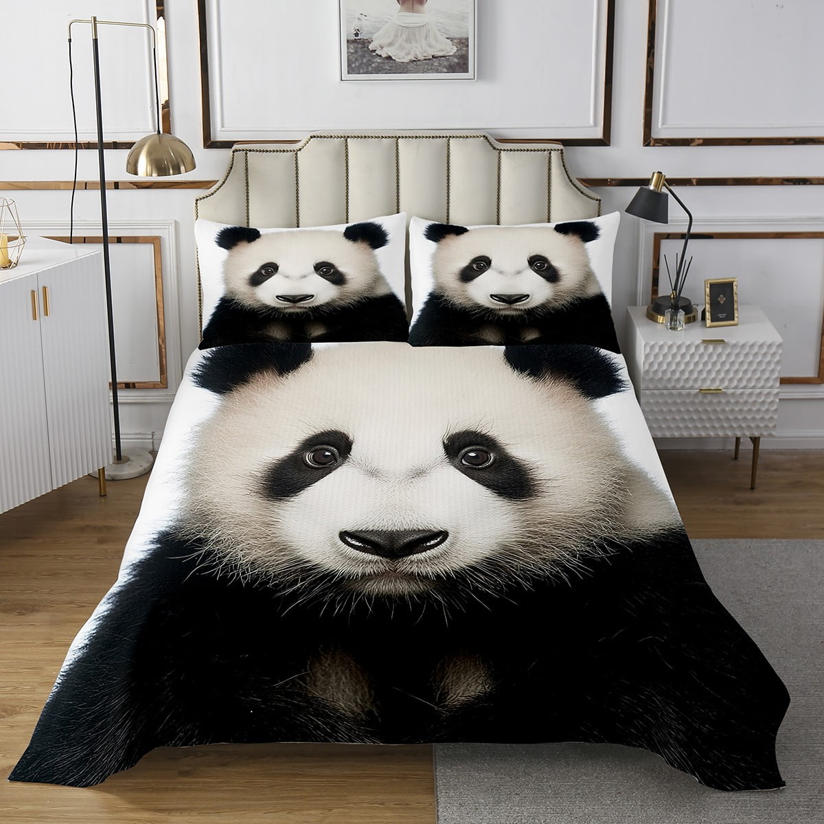 Panda King Quilt Set for Boys Girls Kids Cute Animal Panda Bedspread 3 ...