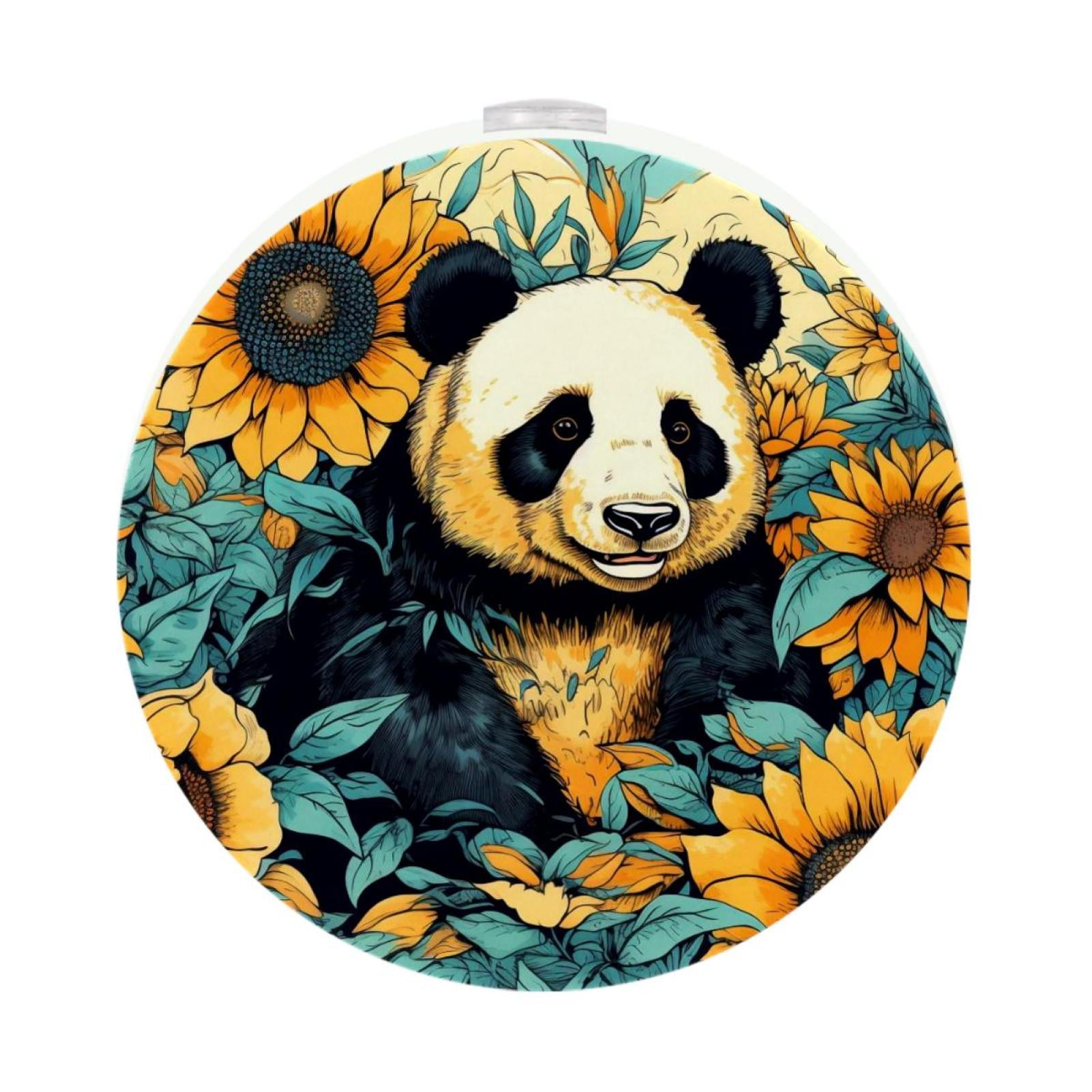 Panda LED Round Night Light-2PCS, Dimmable Plug-in Wall Lamp with ...