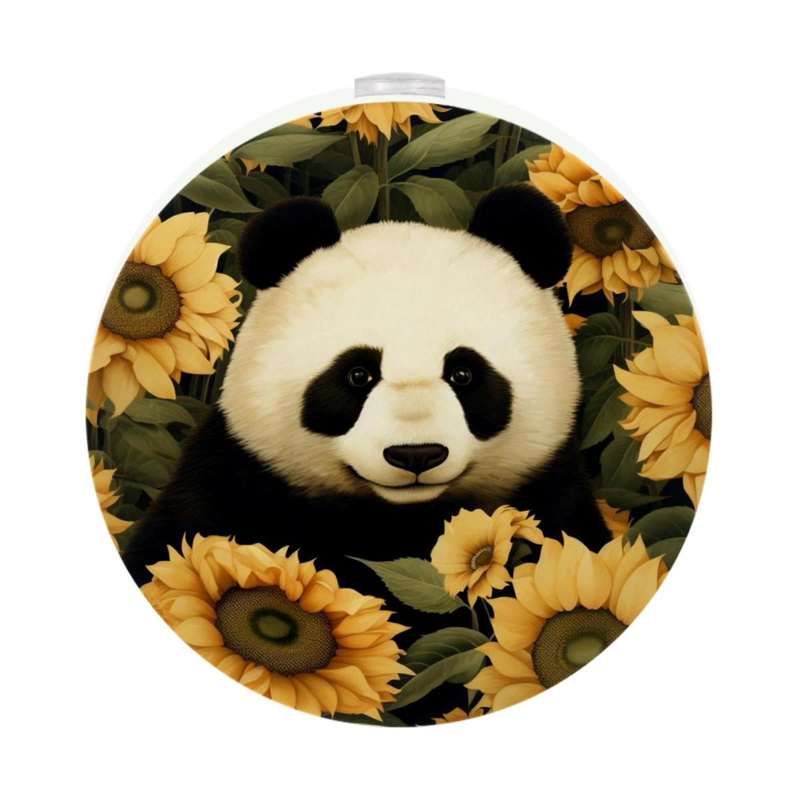 Panda LED Round Night Light-2PCS, Dimmable Plug-in Wall Lamp with ...