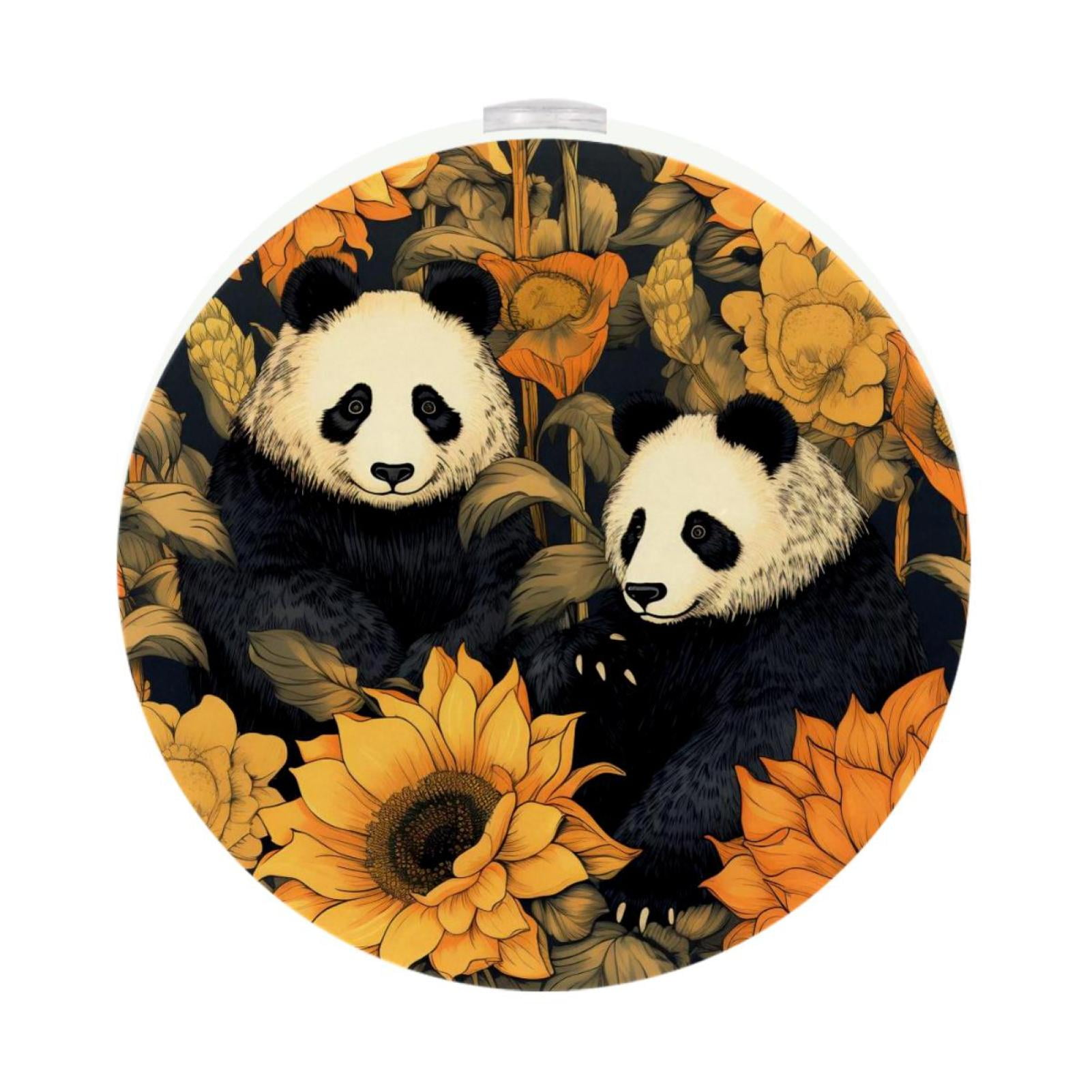 Panda LED Round Night Light-2PCS, Energy-Efficient Plug-in Ambient Lamp ...