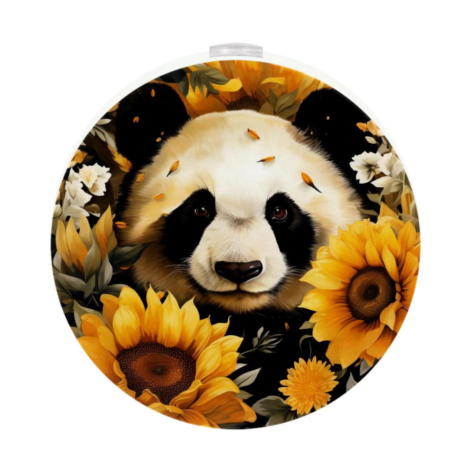 Panda LED Round Night Light - 2PCS, Energy Efficient Plug-in Wall Lamp ...