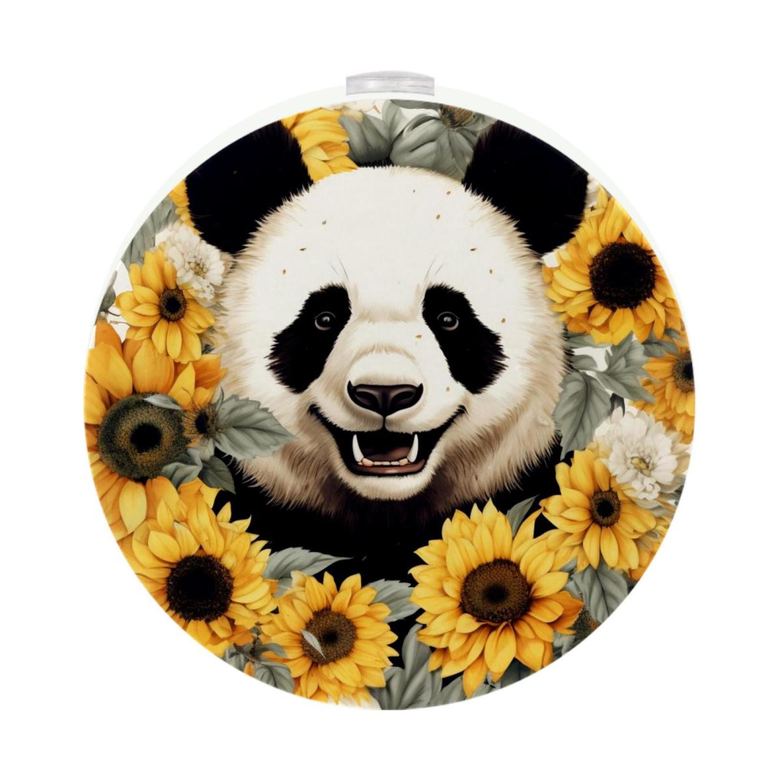 Panda LED Round Night Light-2PCS, Energy Efficient Plug-in Wall Lamp ...