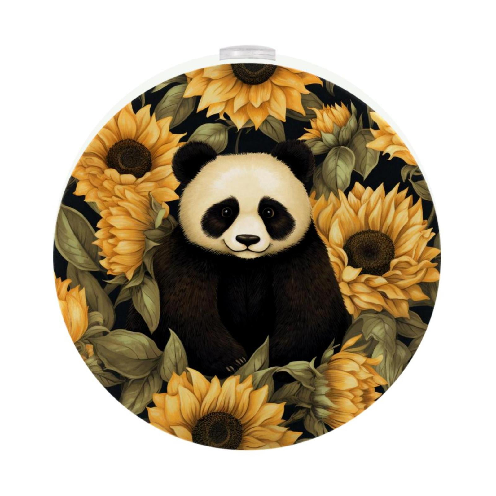 Panda LED Round Night Light-2PCS, Plug-in Dusk-to-Dawn Auto Sensor Wall ...