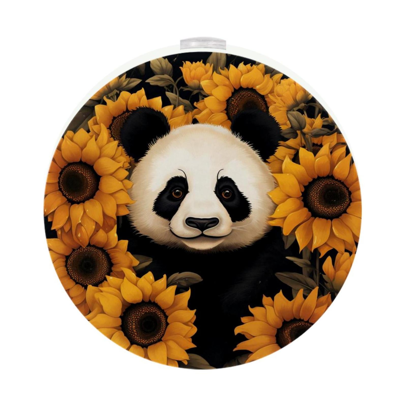 Panda LED Round Night Light-2PCS, Plug-in Dusk-to-Dawn Auto Sensor Wall ...