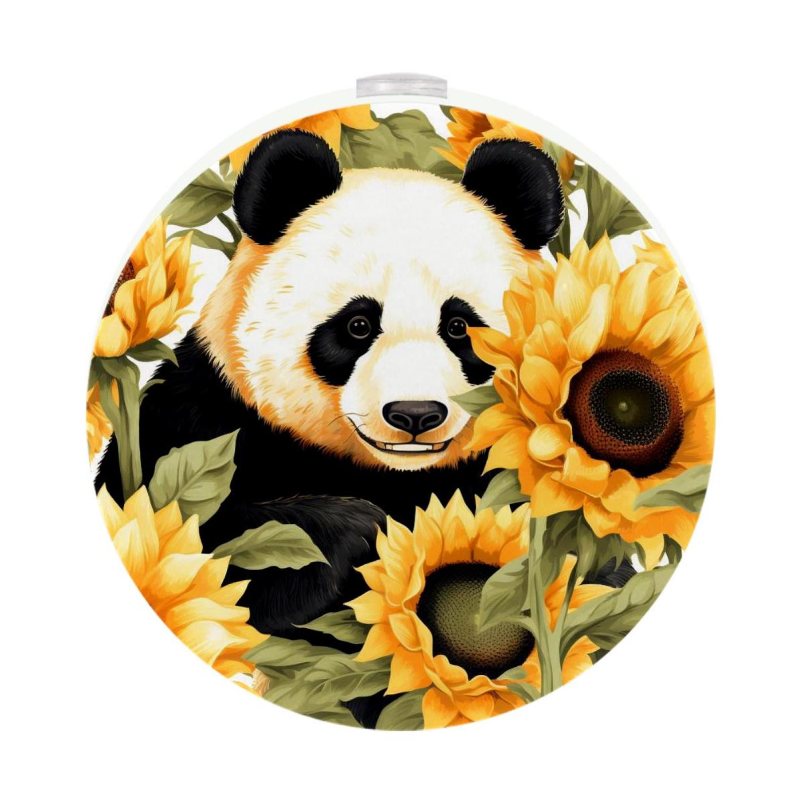 Panda LED Round Night Light - 2PCS, Plug-in Dusk-to-Dawn Sensor, Energy ...
