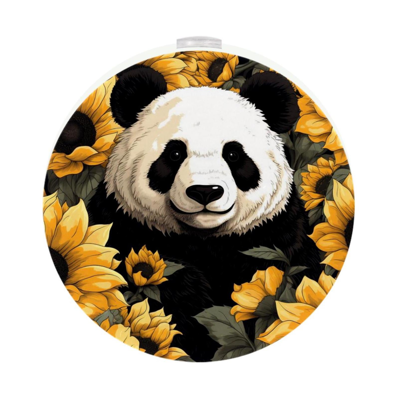 Panda LED Round Night Light - 2PCS, Plug-in Dusk-to-Dawn Sensor, Energy ...