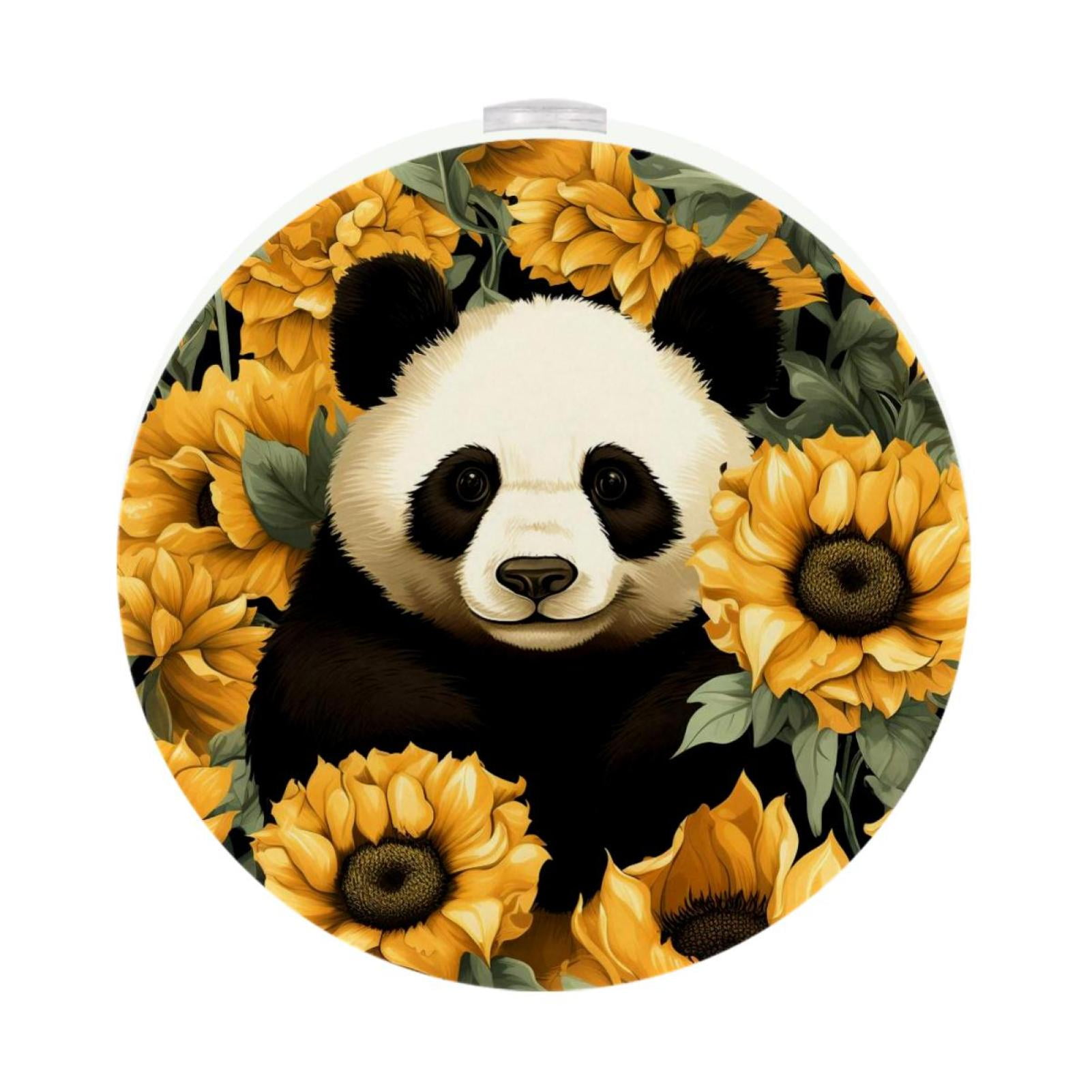 Panda LED Round Night Light-2PCS, Plug-in Dusk to Dawn Sensor Wall ...