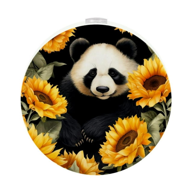 Panda LED Round Night Light-2PCS, Plug-in Mini Wall Socket Soft White ...