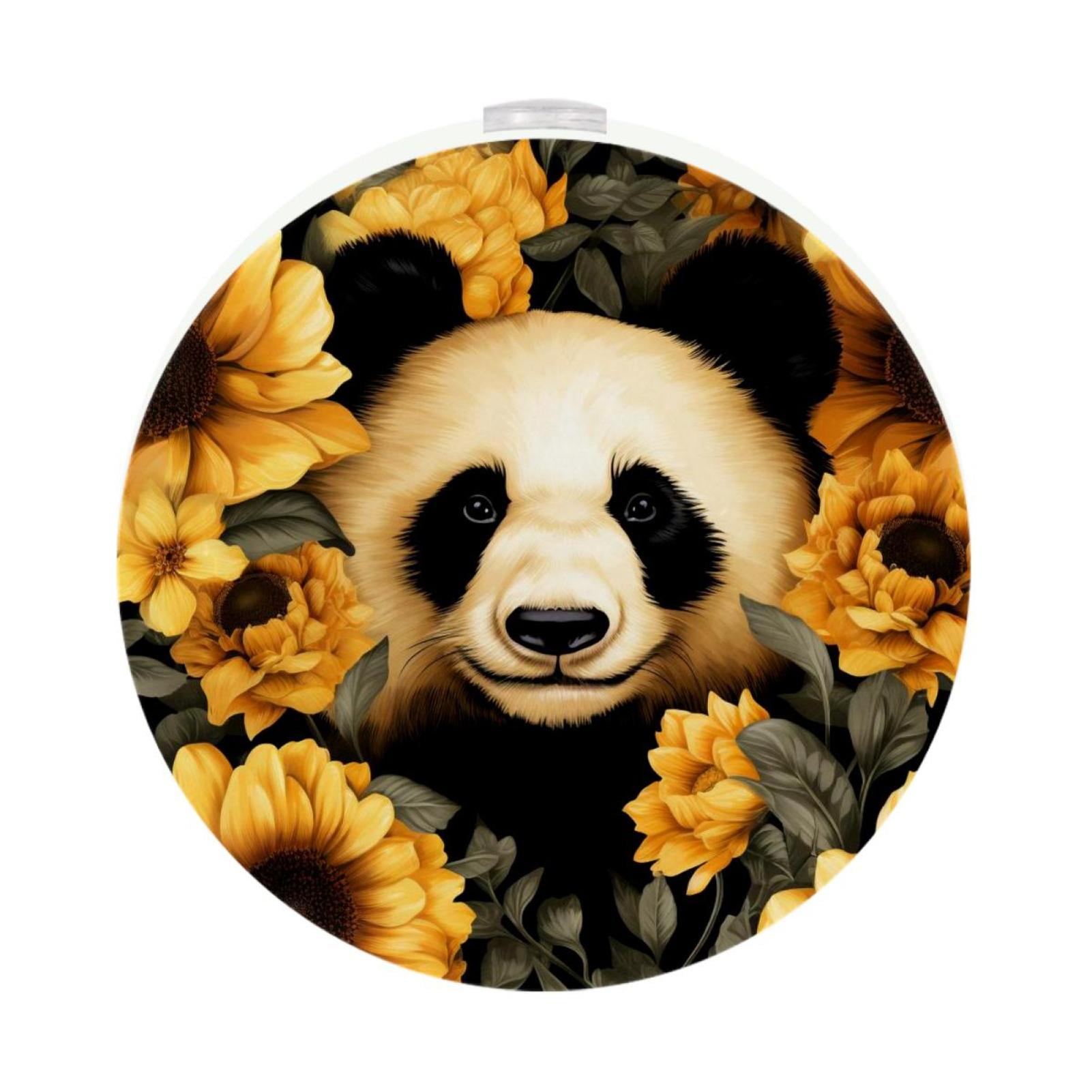 Panda LED Round Night Light-2PCS, Plug-in Wall Lamp with Dusk to Dawn ...