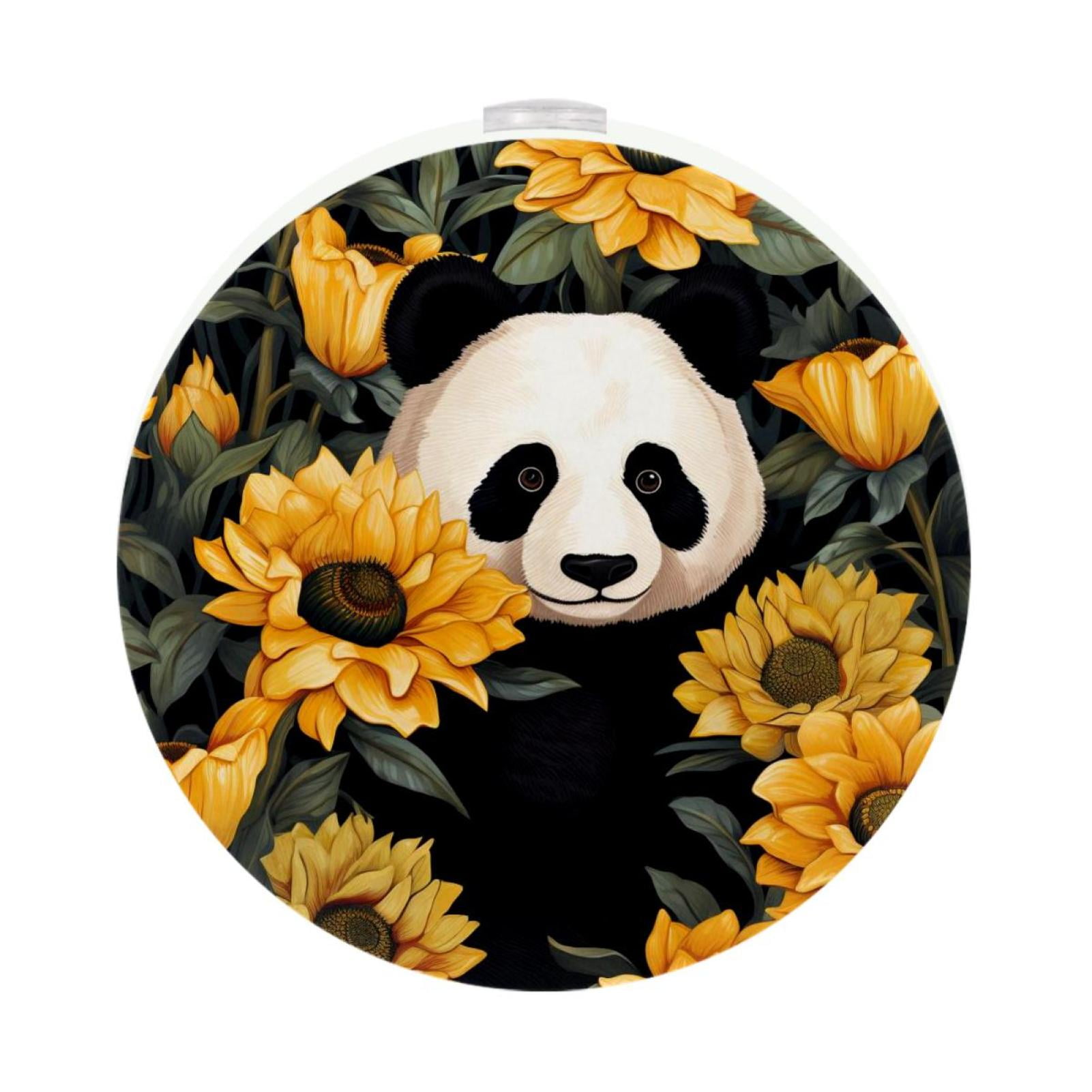 Panda LED Round Night Light-2PCS, Plug-in Wall Lamp with Dusk to Dawn ...