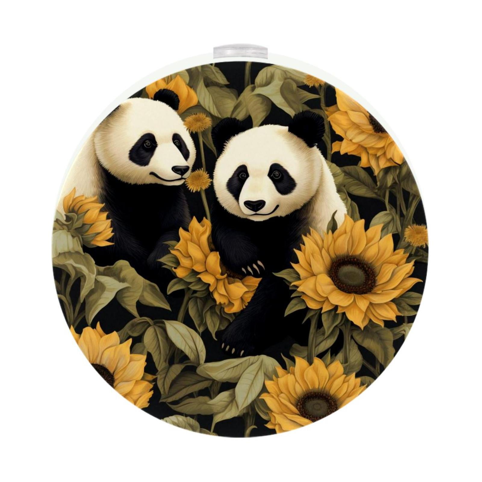 Panda LED Round Night Light-2PCS for Nursery and Bedroom, Plug-in Dusk ...