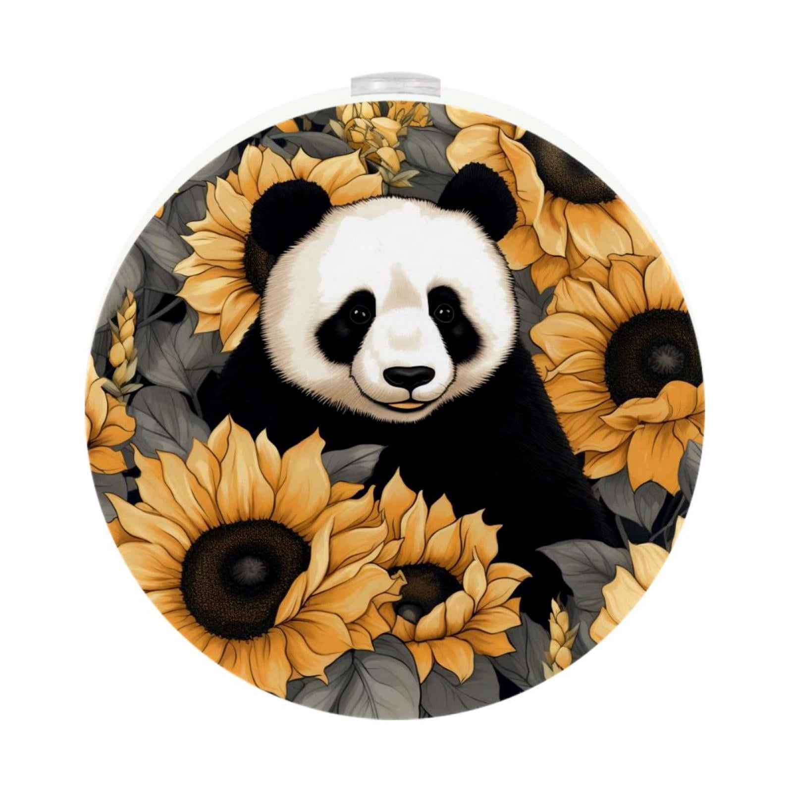 Panda LED Round Night Light-2pcs, Dimmable Plug-in Nightlight with Dusk ...
