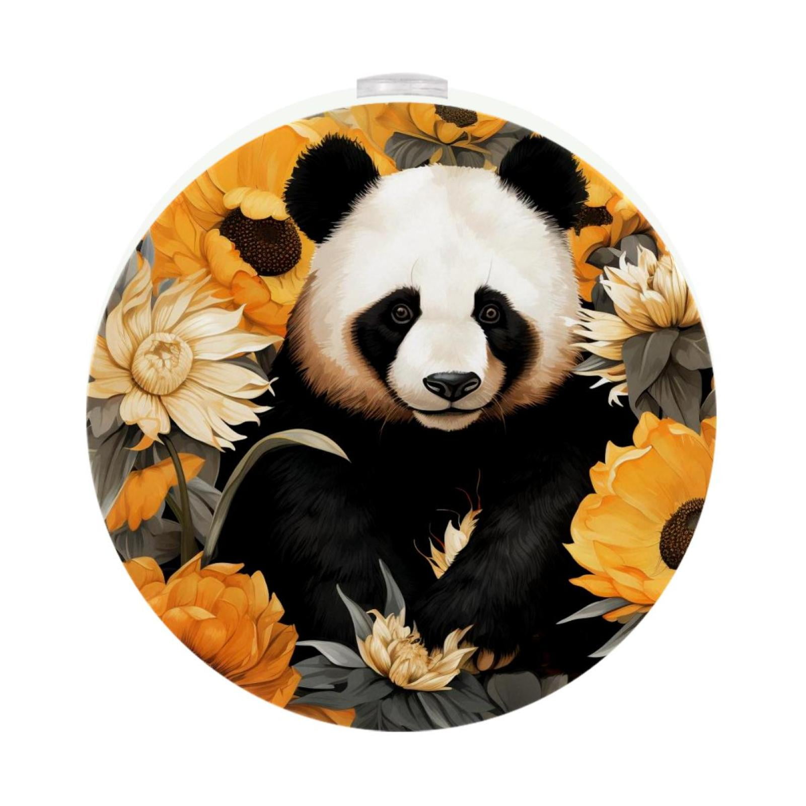 Panda LED Round Night Light- Set of 2, Portable Rechargeable Mini ...