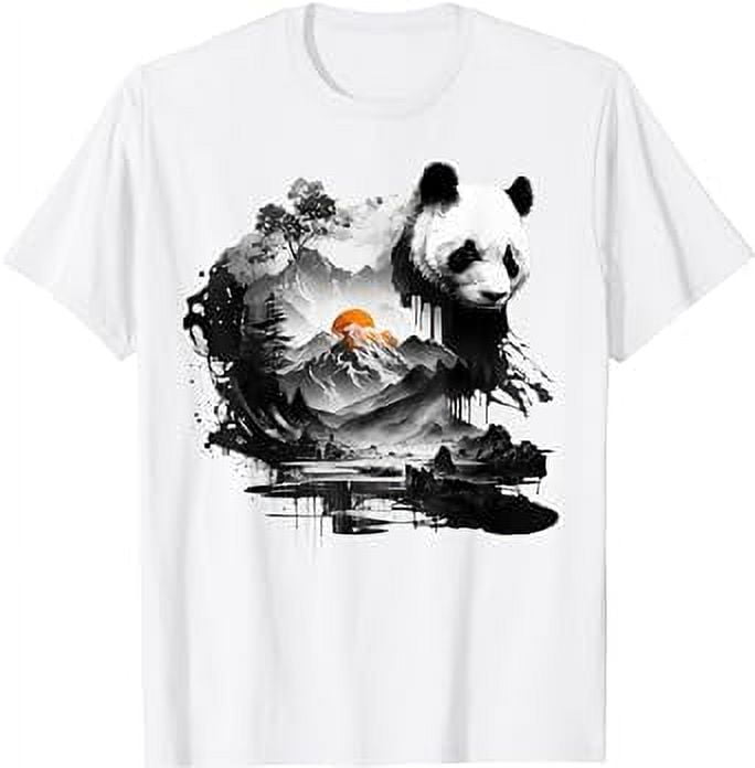 Panda Landscape Sun Animal Print Art Panda T-Shirt - Walmart.com
