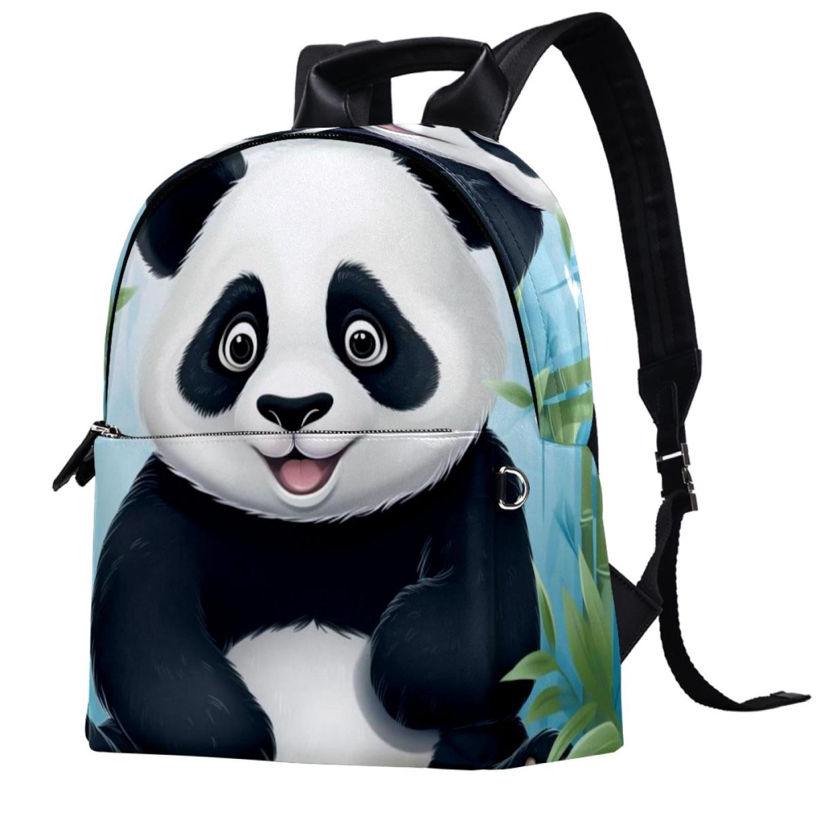 Panda Large Leather School Bags Cute Backpacks with Printed Design for ...