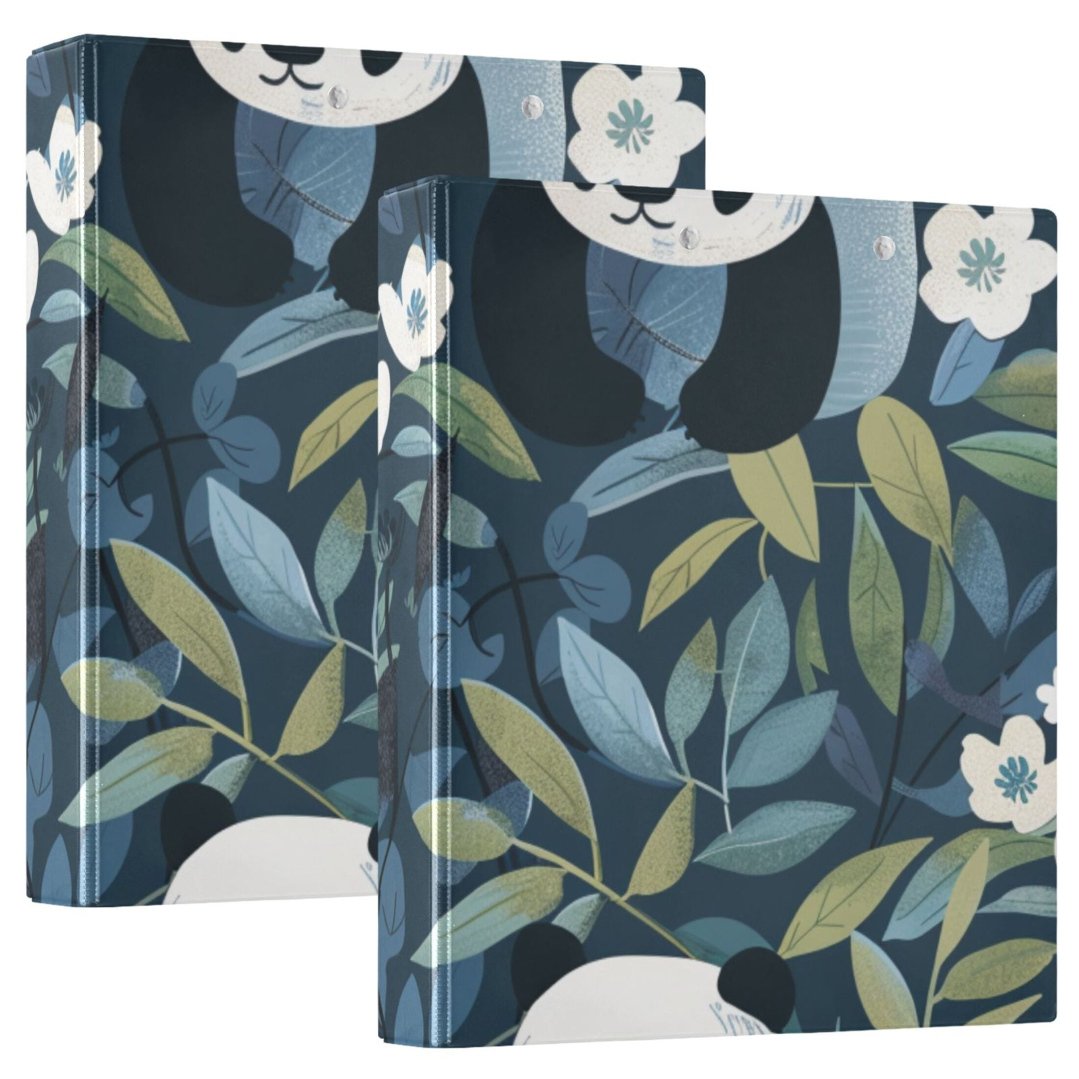 Panda Leaves Bear 3 Ring Binders 1.5 inch Hardcover File Folders with ...