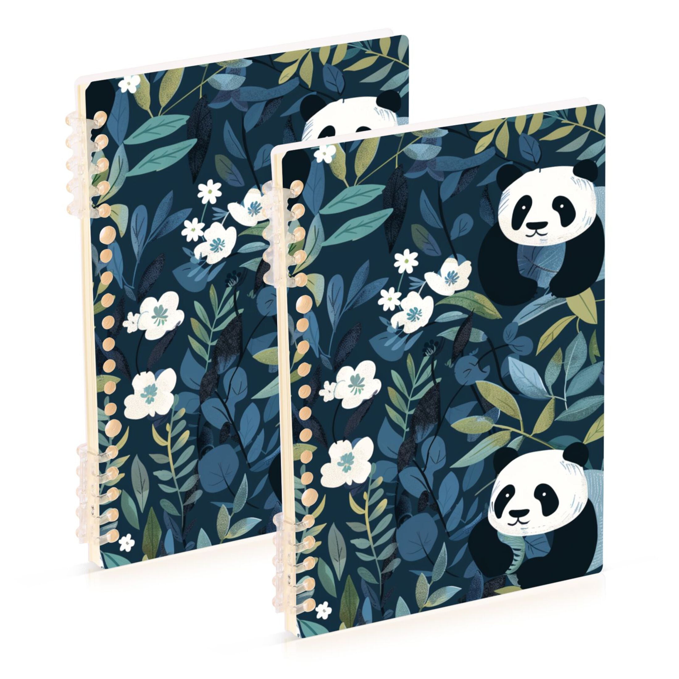 Panda Leaves Bear Ring Binder Notebook Journey Note Diary College Ruled ...