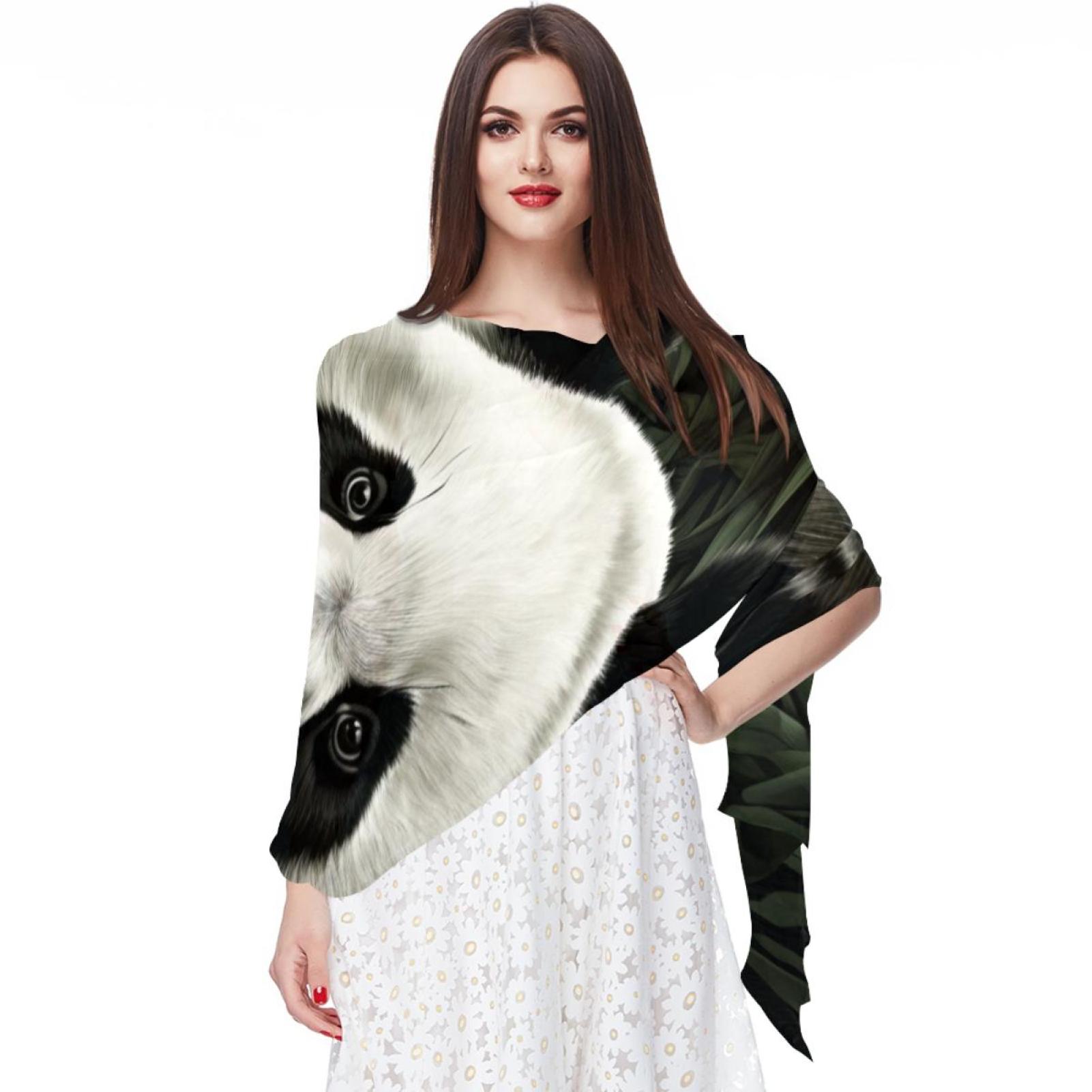 Panda Light and Breathable Chiffon Yarn Silk Scarf - Translucent 180*73 ...