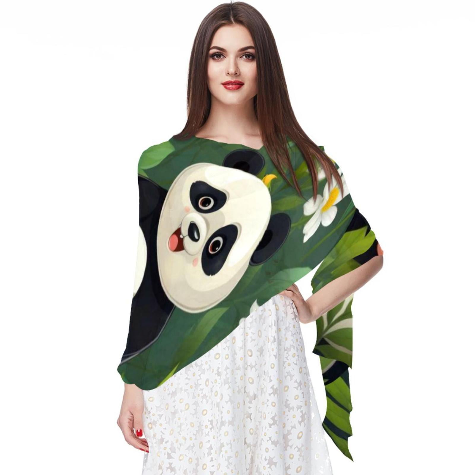 Panda Light and Breathable Chiffon Yarn Silk Scarf - Translucent 180*73 ...