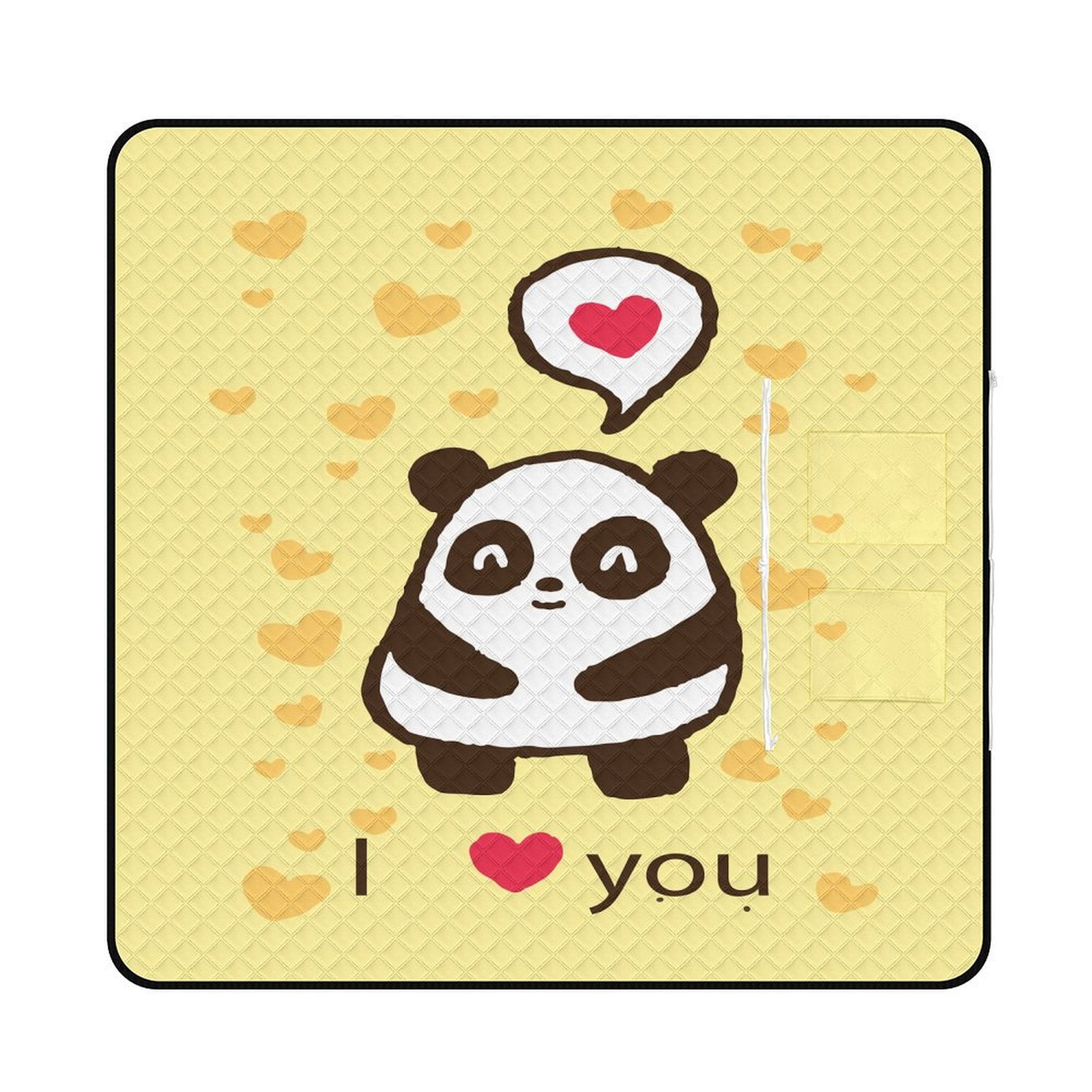 Panda, Love, I Love You Waterproof Beach Mat Folding Mattress Portable ...