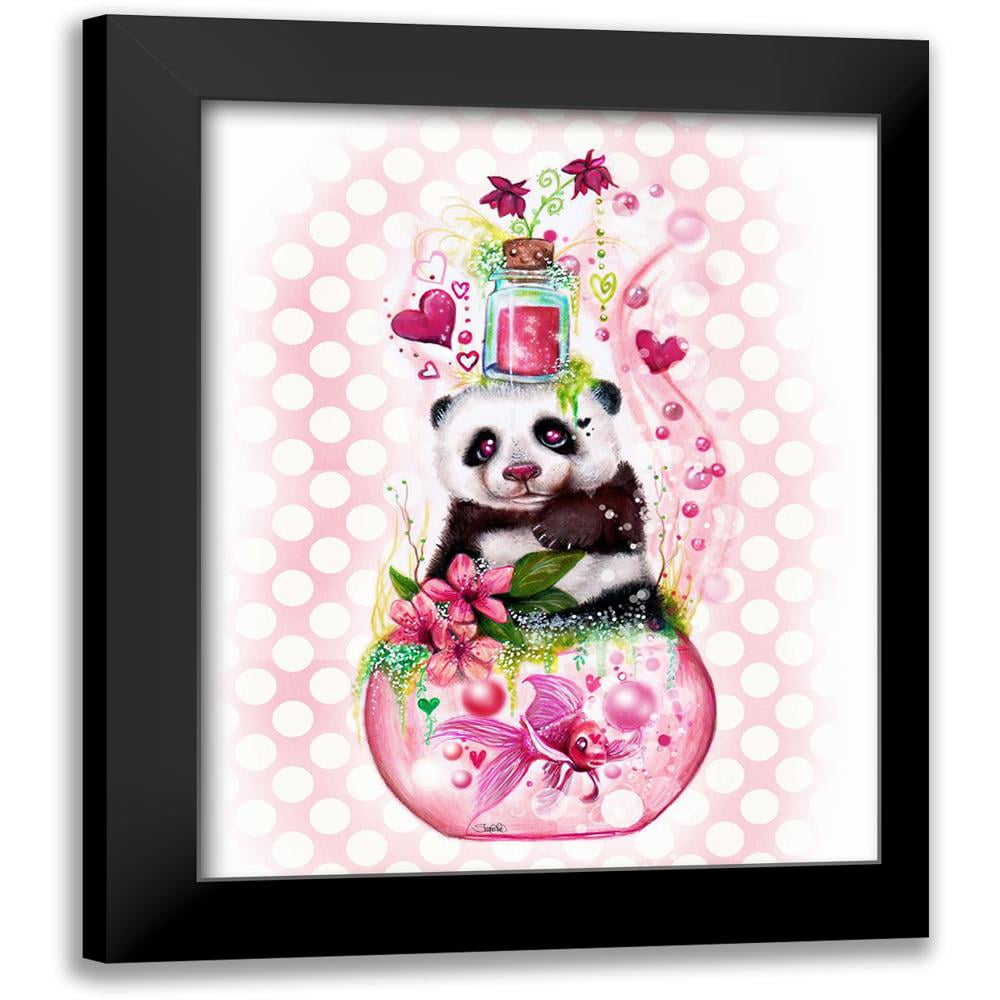 Panda Love Potion - with background 15x18 Black Modern Framed Museum ...