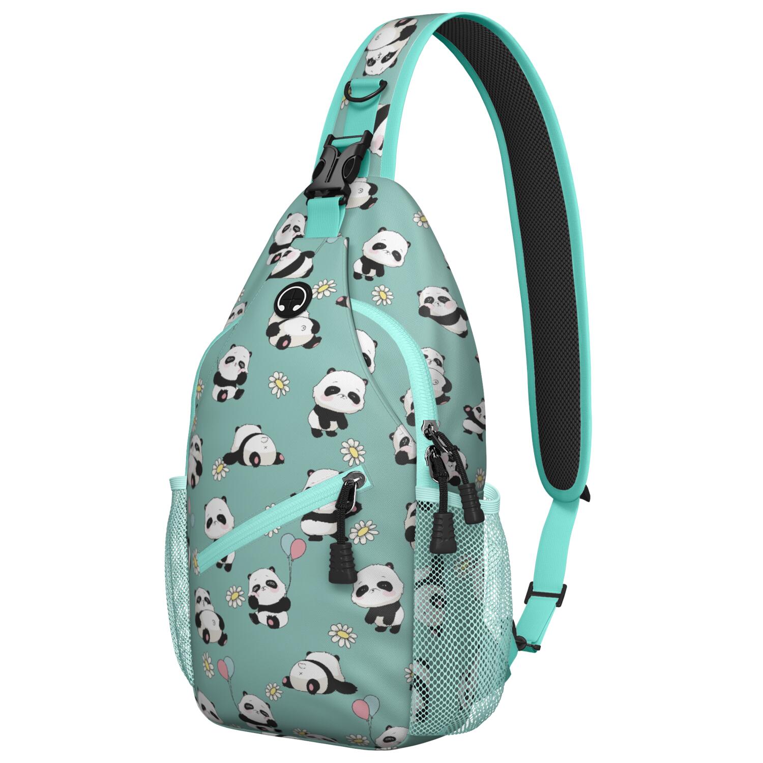 Panda Lovers Crossbody Backpack - Small Travel Bag with USB Charging ...