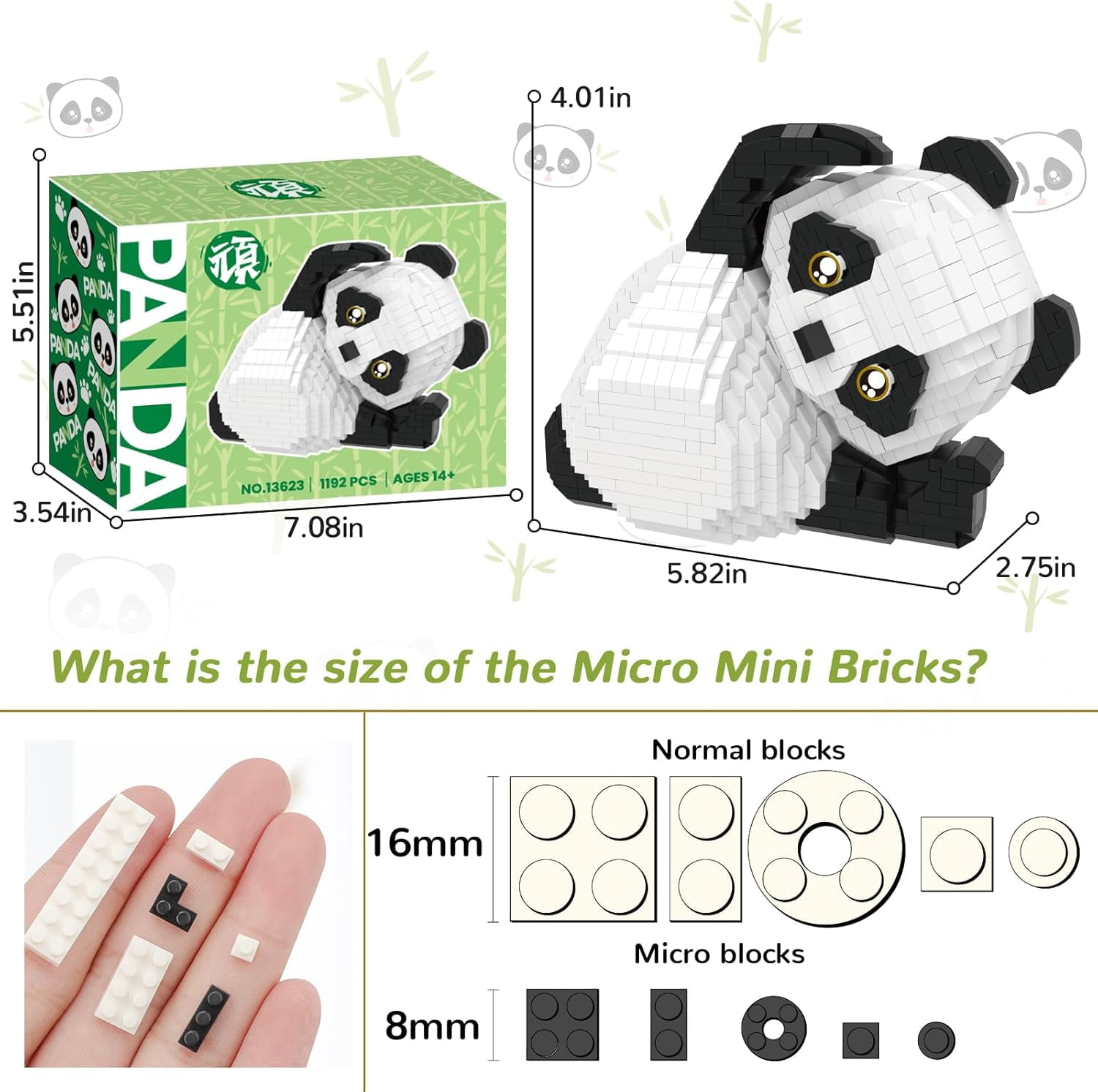 Panda Micro Mini Building Toy Bricks For Adults, 1192 Pcs Mini Building ...